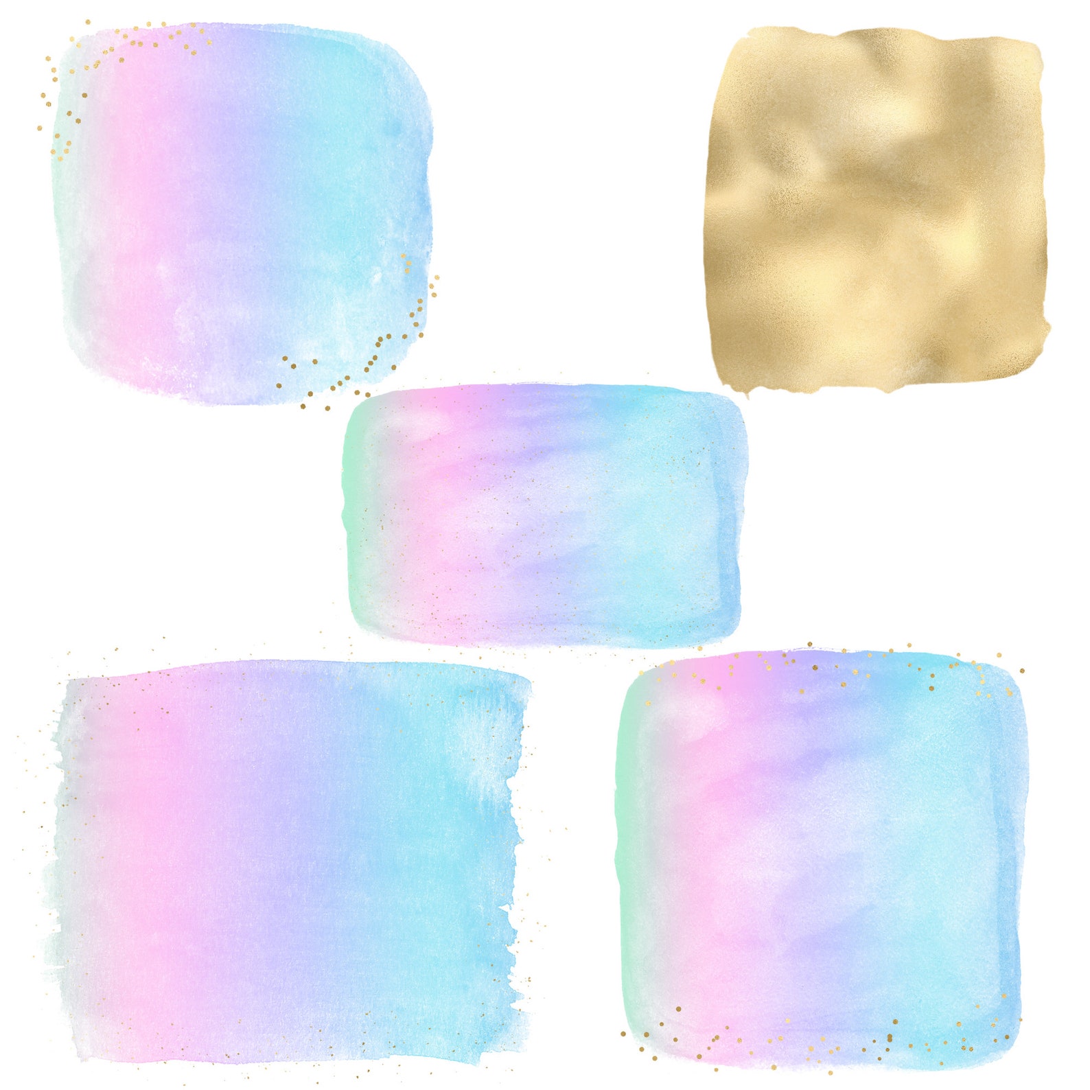 Iridescent and Gold Watercolor Elements Watercolor Clipart - Etsy