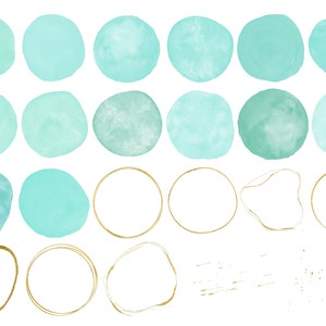 Turquoise Watercolor Circle Elements - Watercolor Clipart - Frame ...