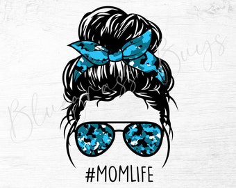 Mom Life Camouflage Print Messy Bun PNG Camo Sublimation | Etsy