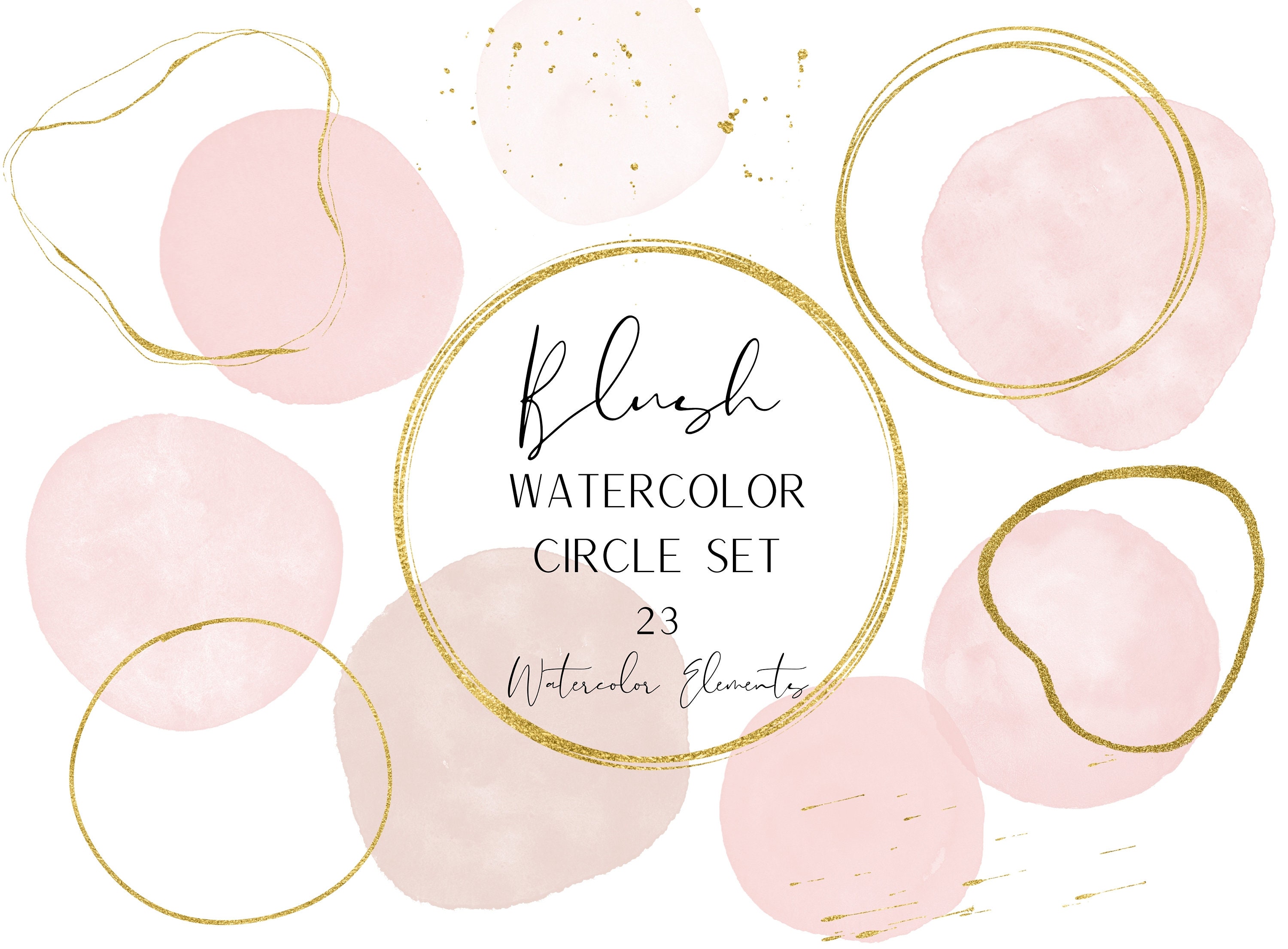 Blush Watercolor Circle Elements Watercolor Clipart Frame - Etsy