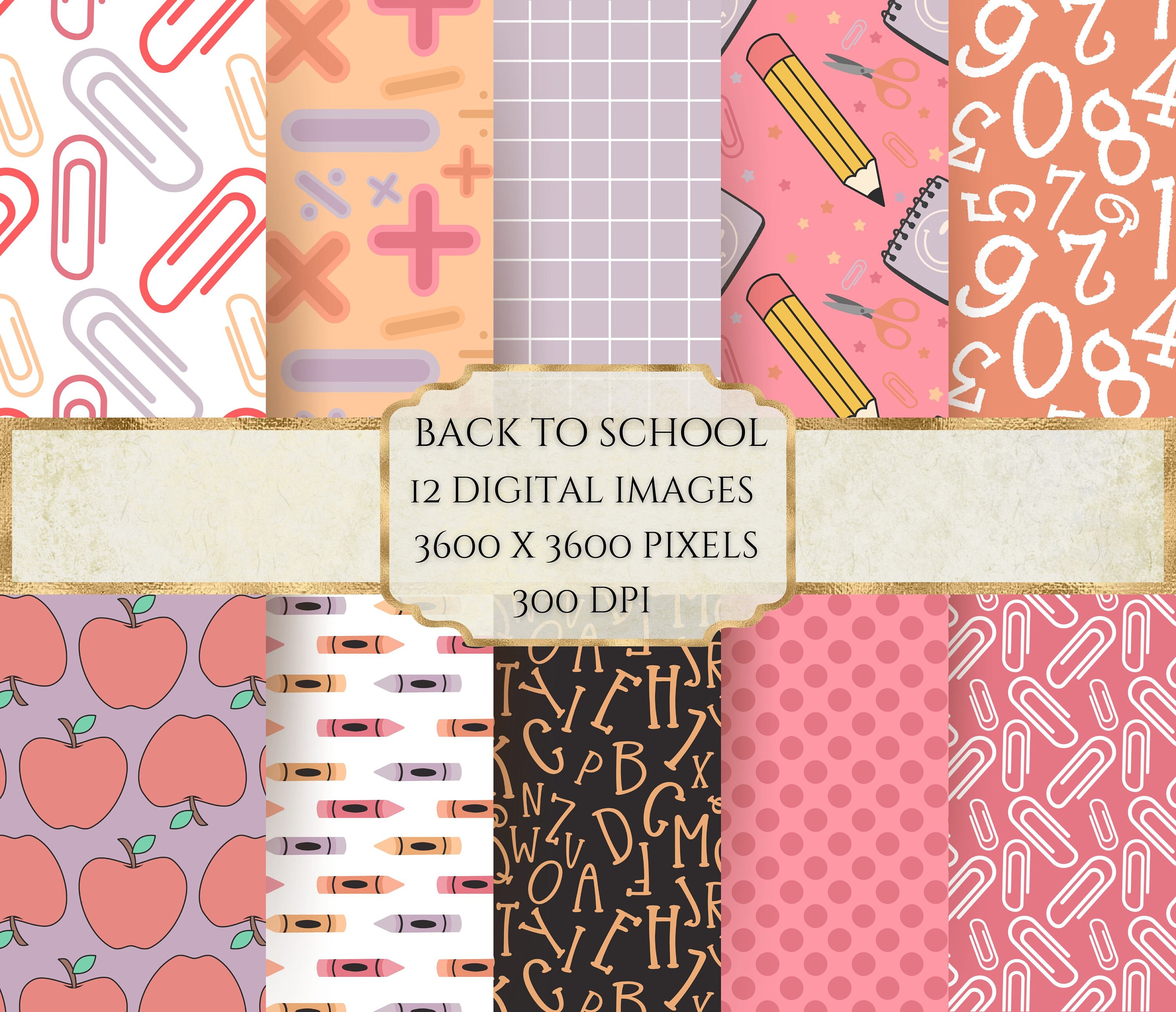 Back to School Digital Paper School Seamless Pattern - Etsy