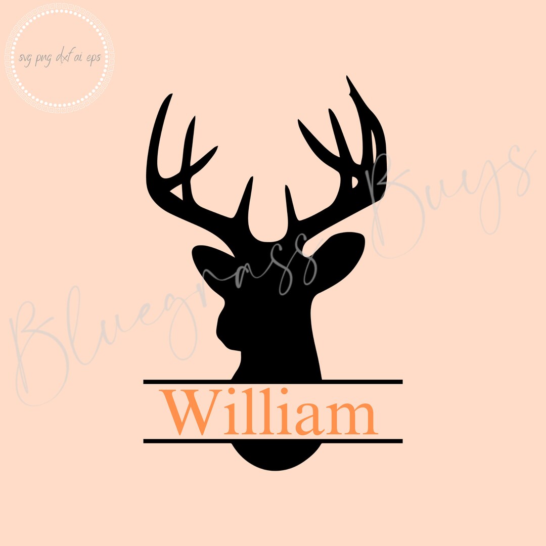 Deer Head Monogram SVG - Deer Head Name Frame Silhouette - Digital ...