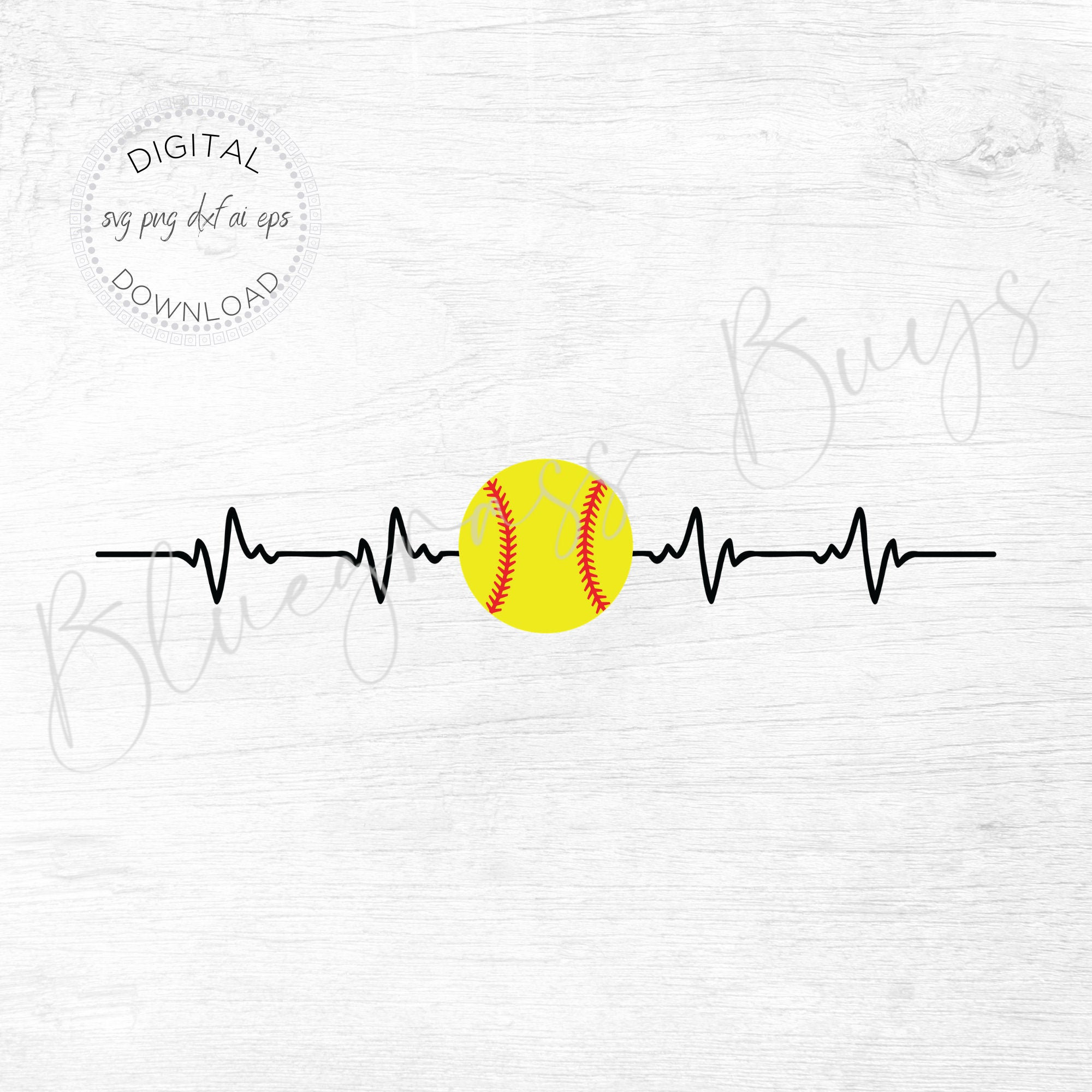 Softball Heartbeat SVG Softball Pulse Cut File Sports | Etsy