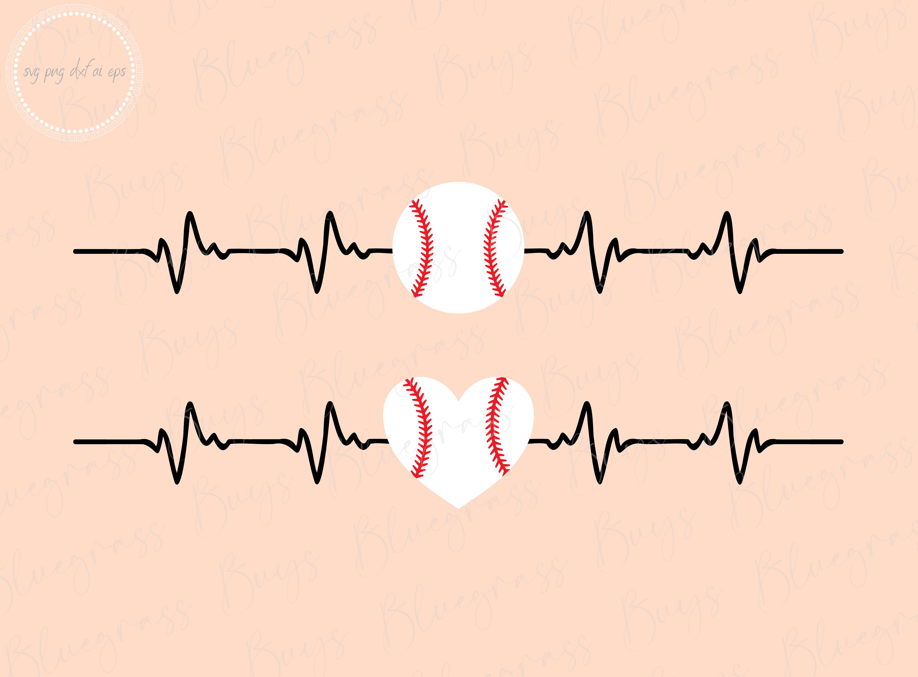 Baseball Heartbeat SVG, Heartbeat Pulse Cut File, Sports Clipart, EKG ...