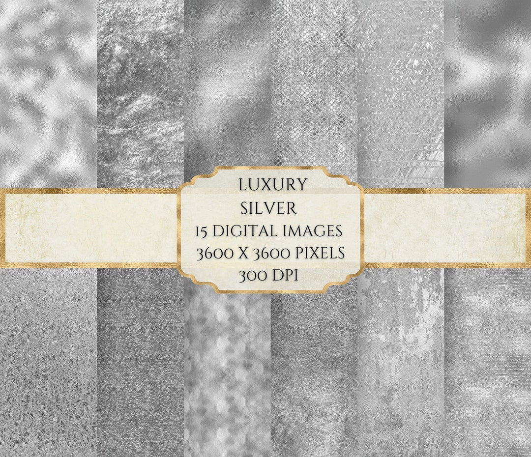 Luxury Silver Digital Paper, Metallic Texture, Foil Texture Paper ...