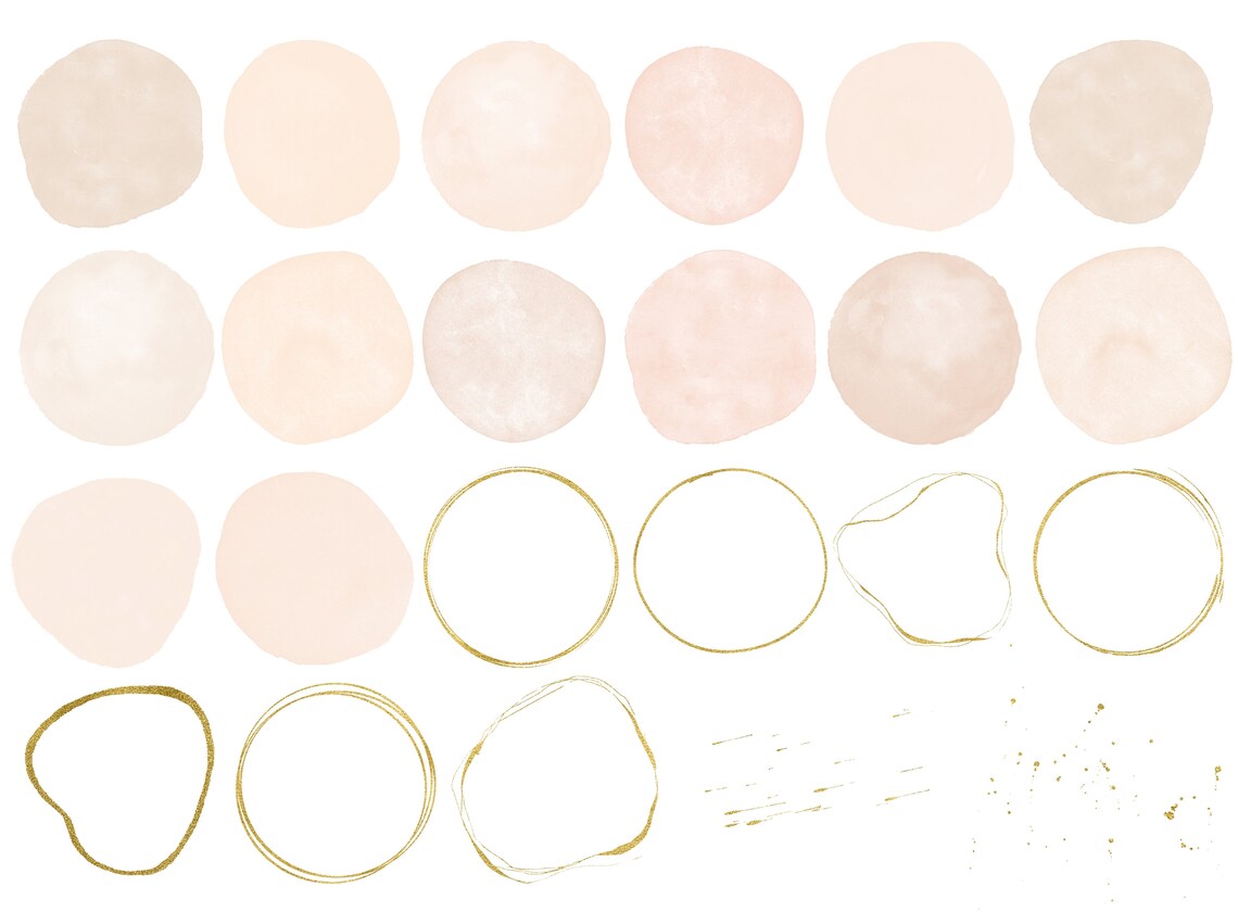 Cream Watercolor Circle Elements Watercolor Clipart Frame - Etsy