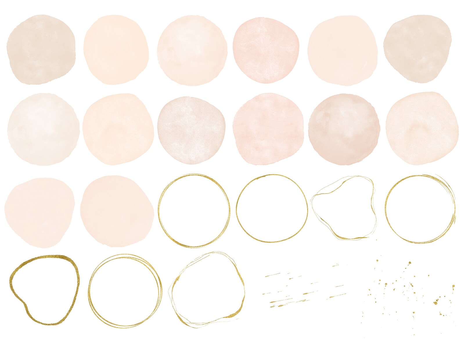 Cream Watercolor Circle Elements - Watercolor Clipart - Frame Elements ...