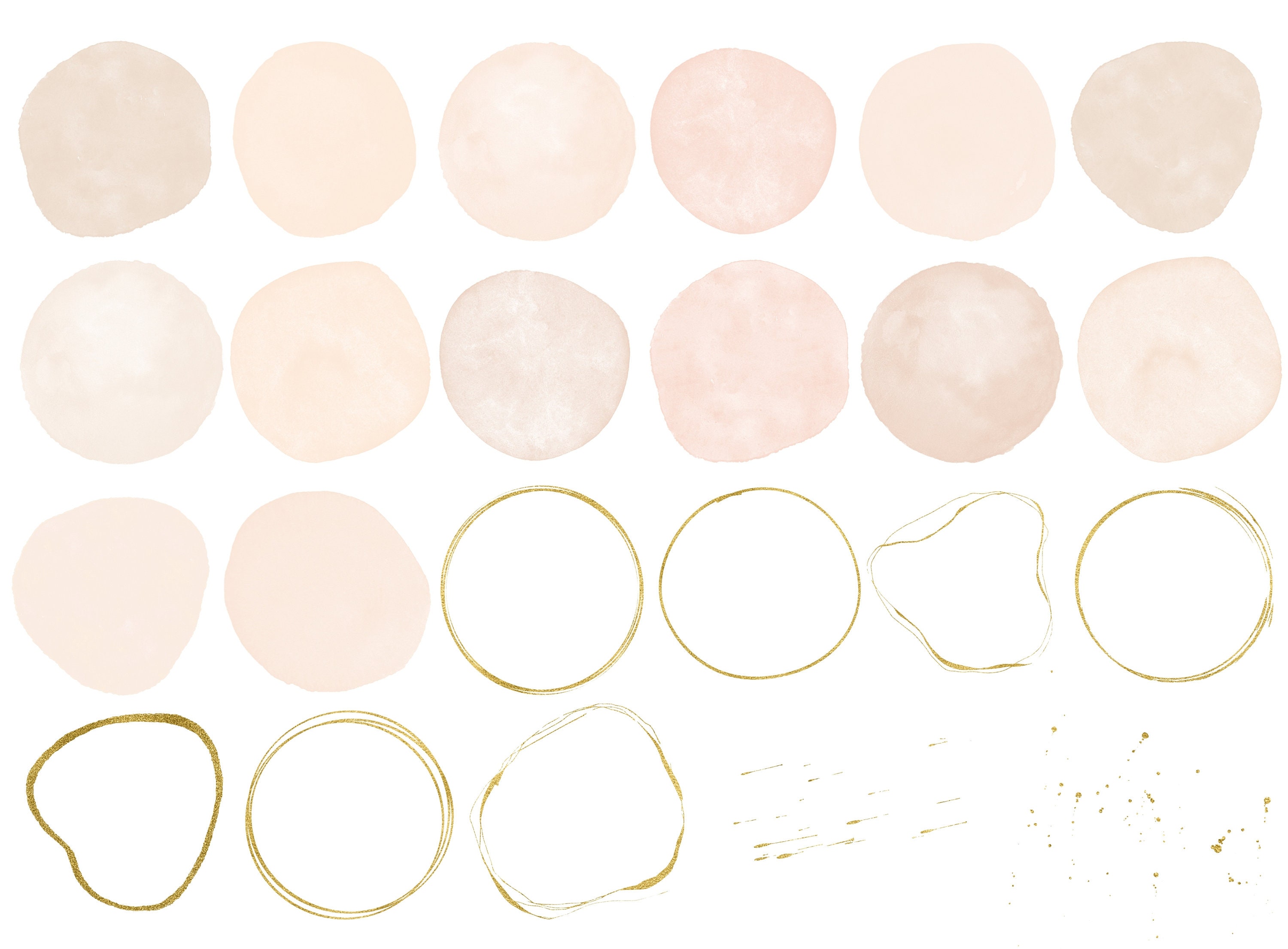 Cream Watercolor Circle Elements Watercolor Clipart Frame - Etsy