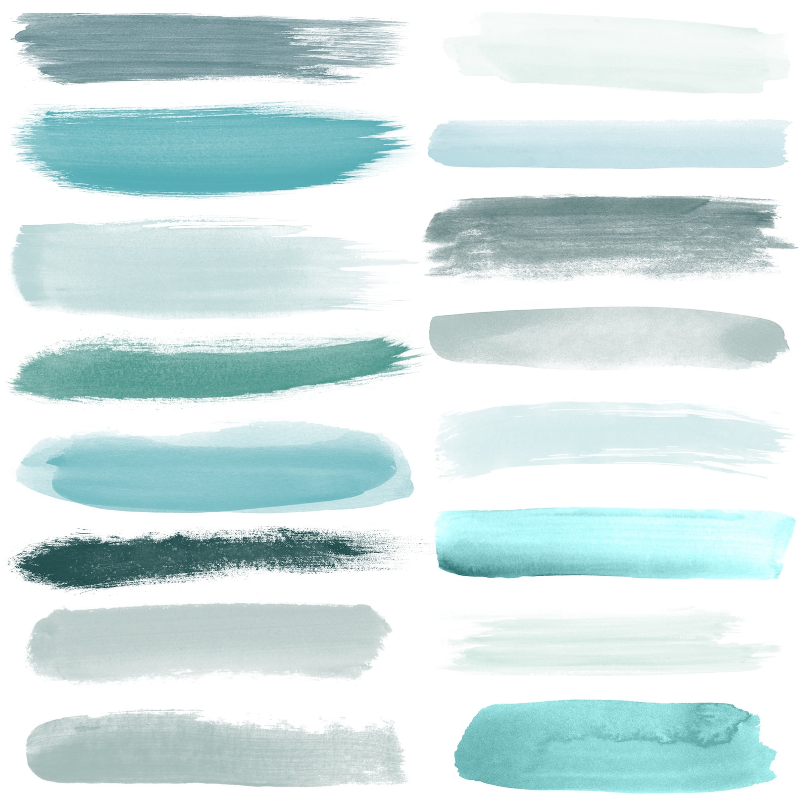Teal Watercolor Brush Strokes Watercolor Clipart Paint - Etsy
