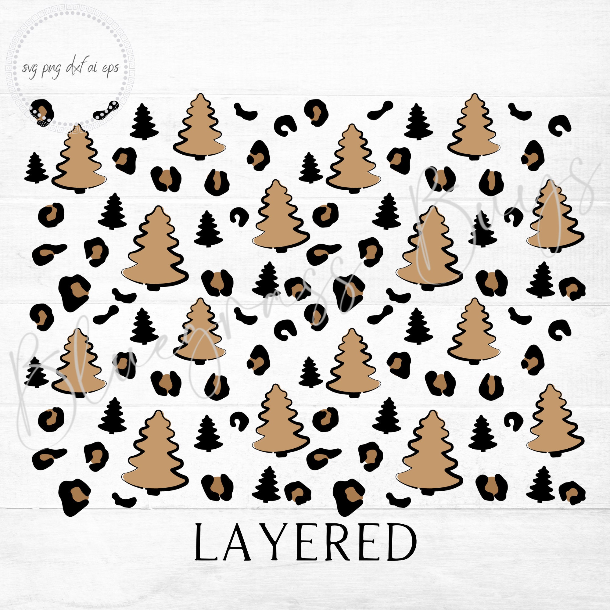 Christmas Tree Leopard Pattern SVG Cheetah Print Holiday | Etsy