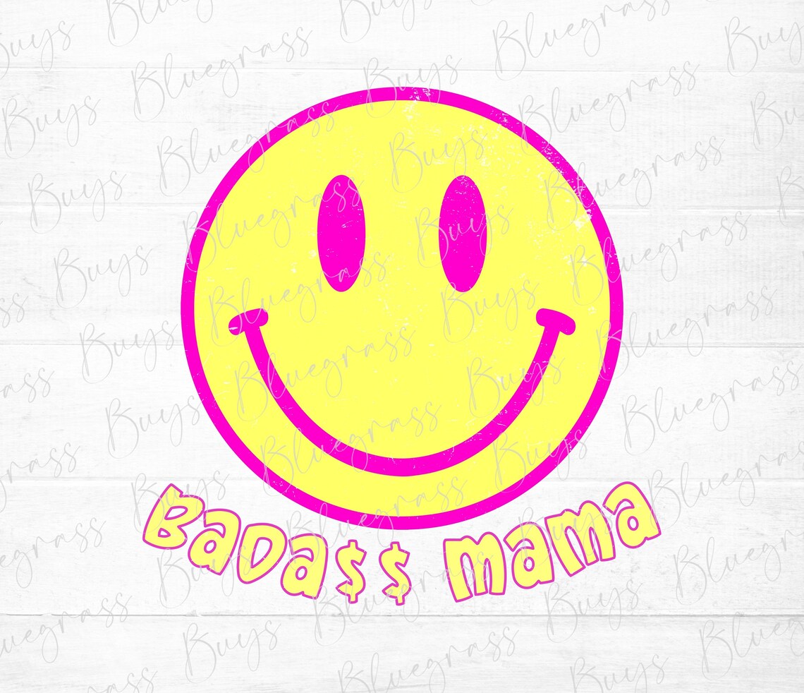 Badass Mama Smiley Face PNG Retro Sublimation Design - Etsy