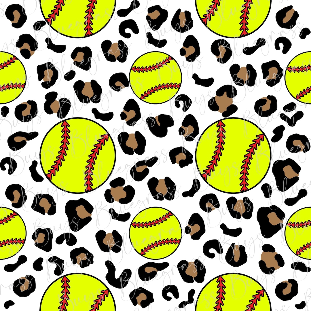 Seamless Leopard Softball Pattern PNG, Softball Pattern, Seamless ...