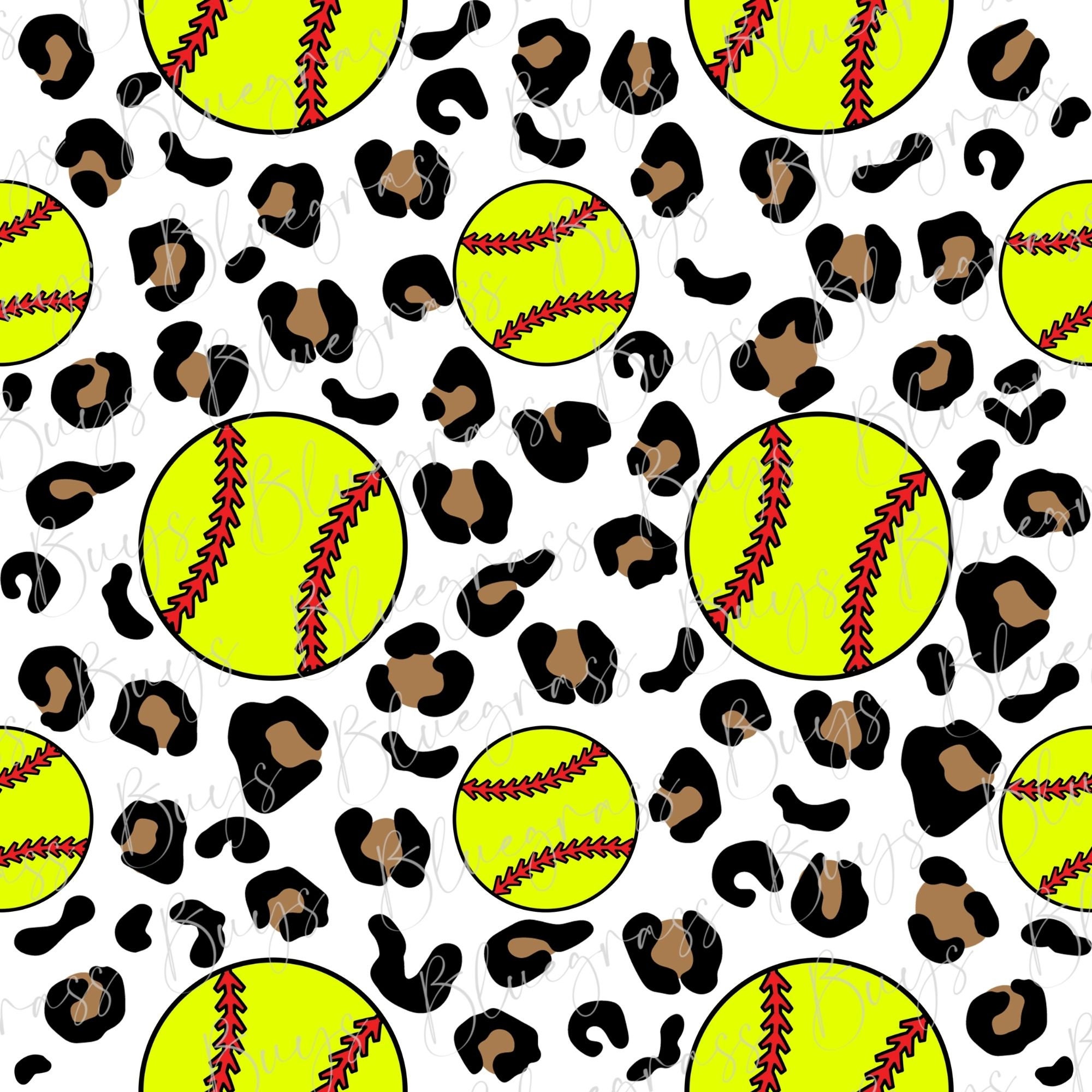 Seamless Leopard Softball Pattern PNG, Softball Pattern, Seamless ...