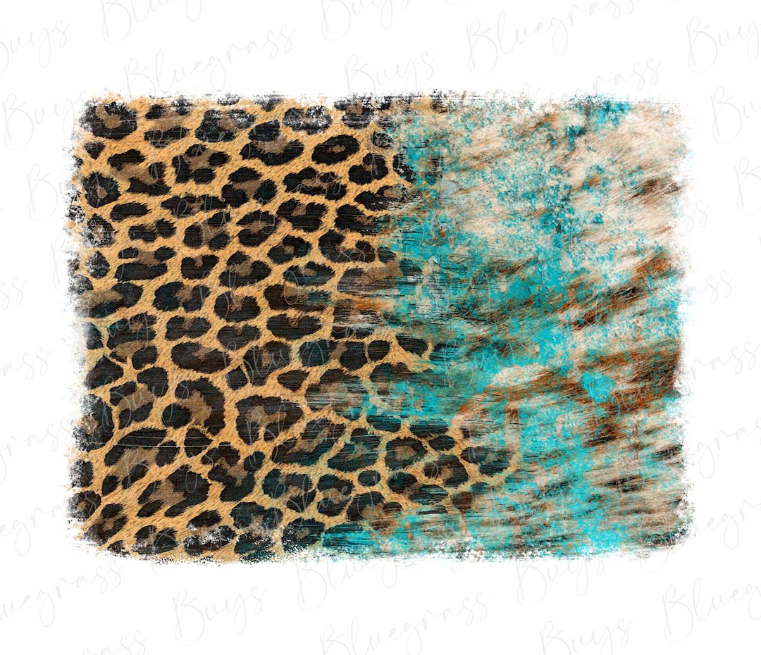 Leopard and Turquoise Cowhide Background PNG, Cheetah Background ...