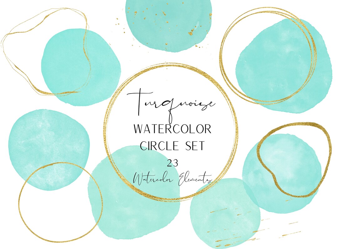 Turquoise Watercolor Circle Elements - Watercolor Clipart - Frame ...