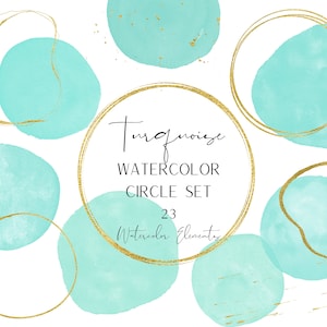 Turquoise Watercolor Circle Elements - Watercolor Clipart - Frame ...