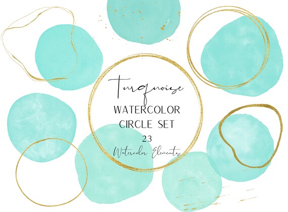 Turquoise Watercolor Circle Elements Watercolor Clipart - Etsy