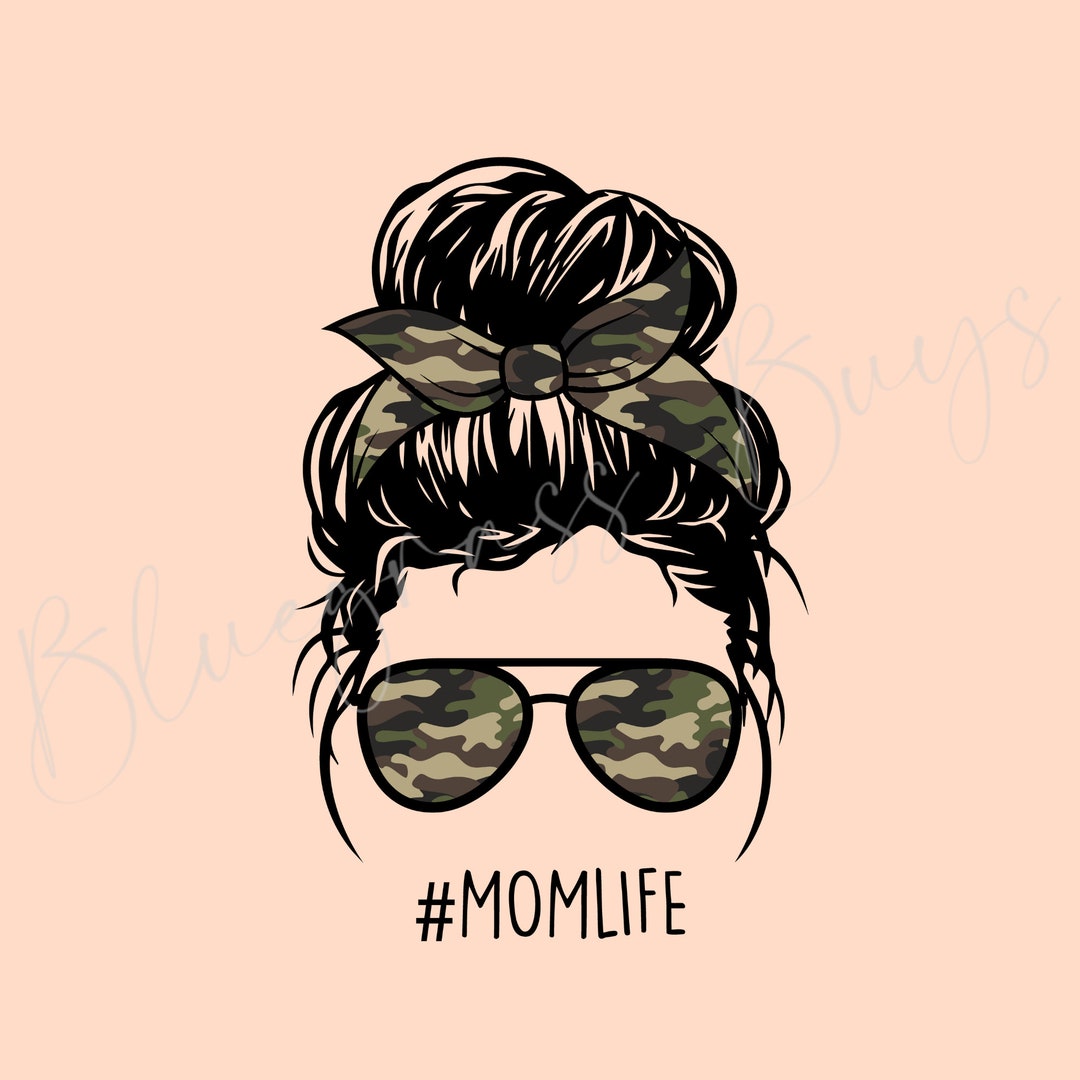 Mom Life Camouflage Print Messy Bun PNG Camo Sublimation - Etsy