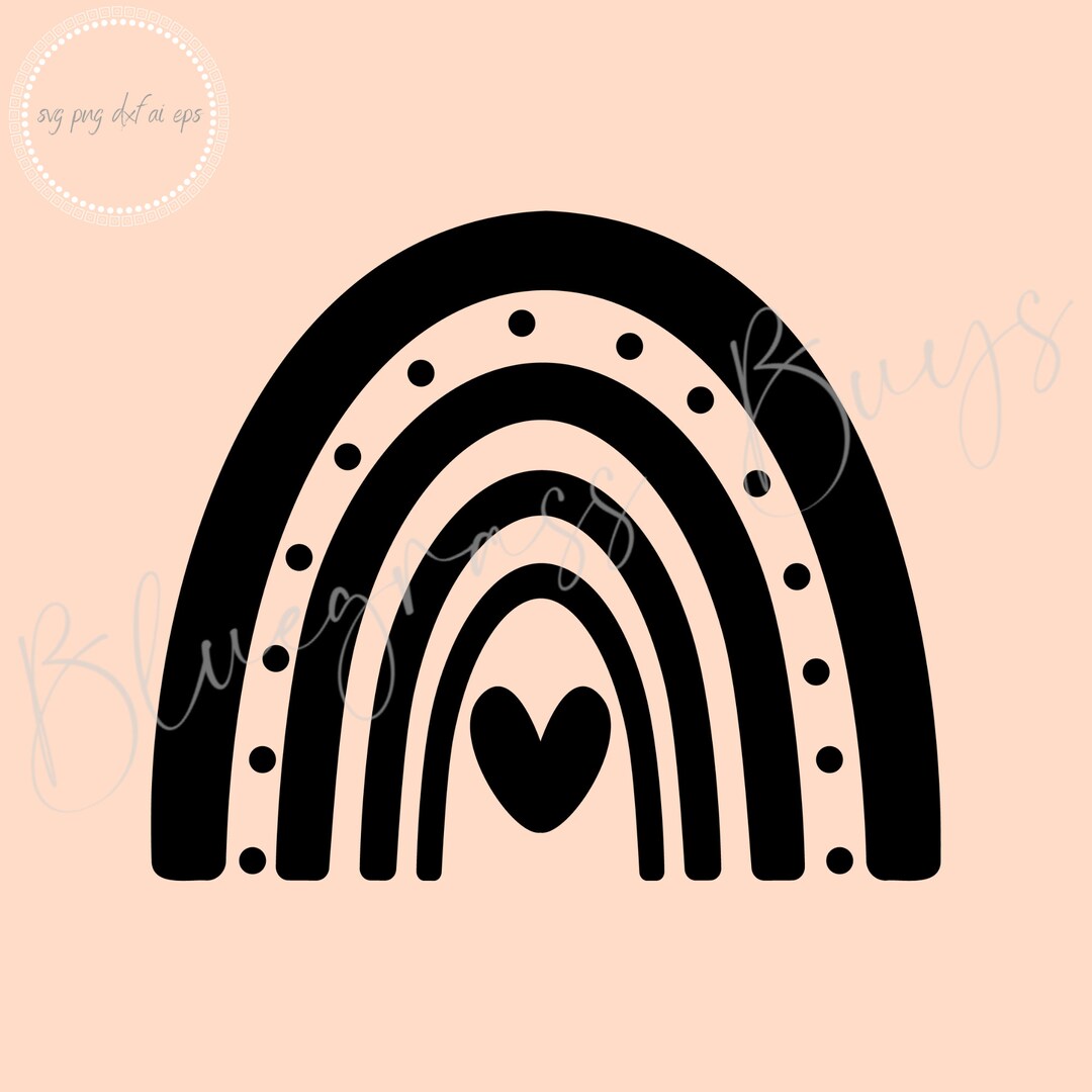 Boho Rainbow SVG - Rainbow Clipart - Rainbow With Heart Cut File ...