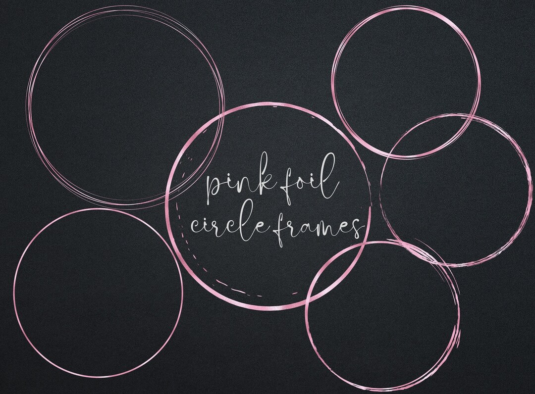 Pink Foil Circle Frames, Frame Clipart, Round Glitter Circle Elements ...
