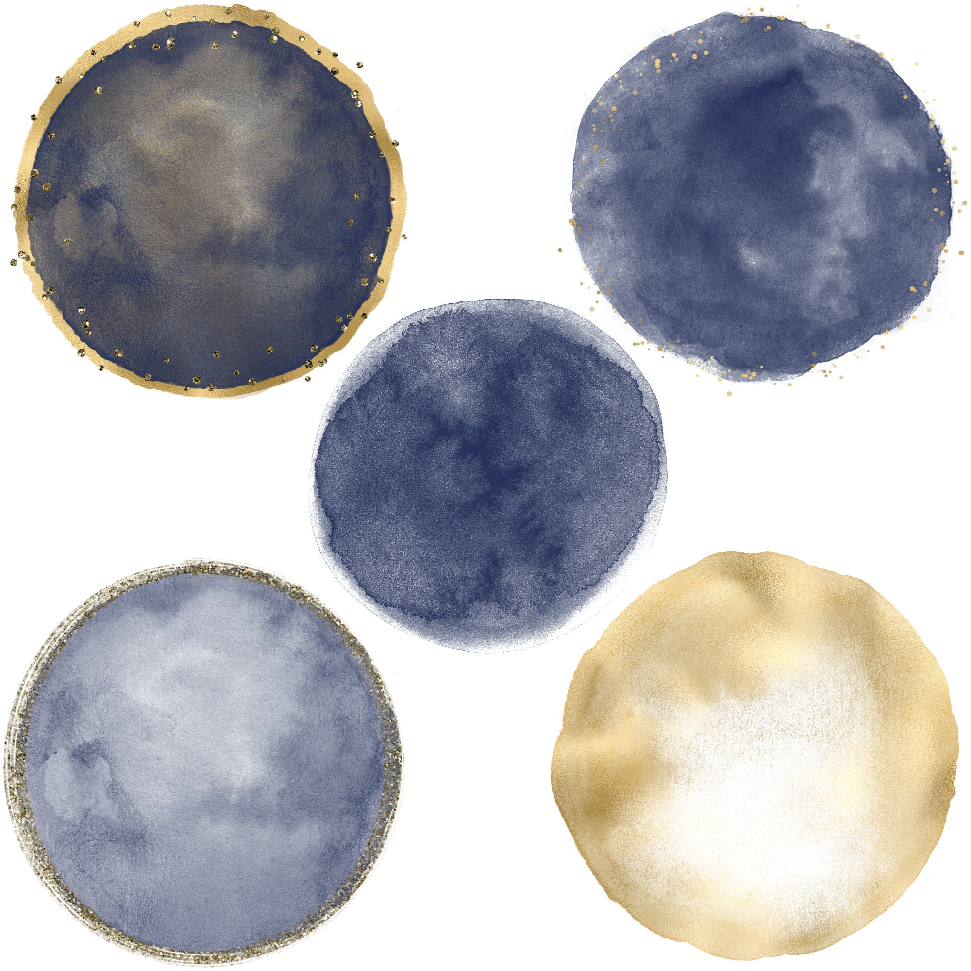 Navy and Gold Watercolor Elements Watercolor Clipart Frame - Etsy
