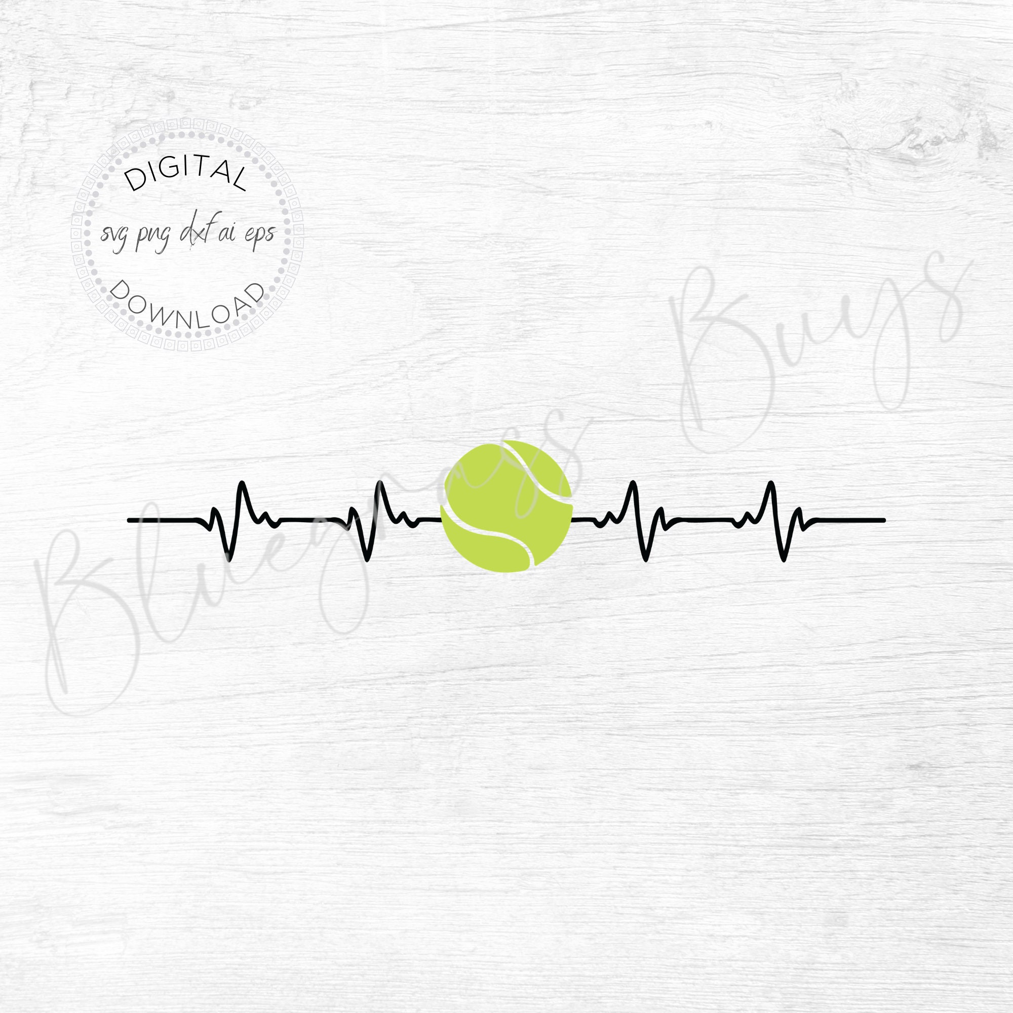 Tennis Ball Heartbeat SVG Tennis Pulse Cut File Sports | Etsy