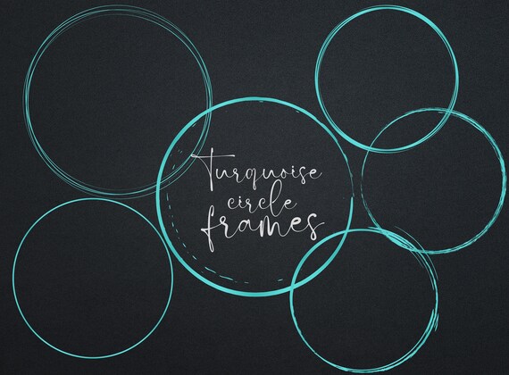 Turquoise Foil Circle Frames Frame Clipart Round Metallic | Etsy