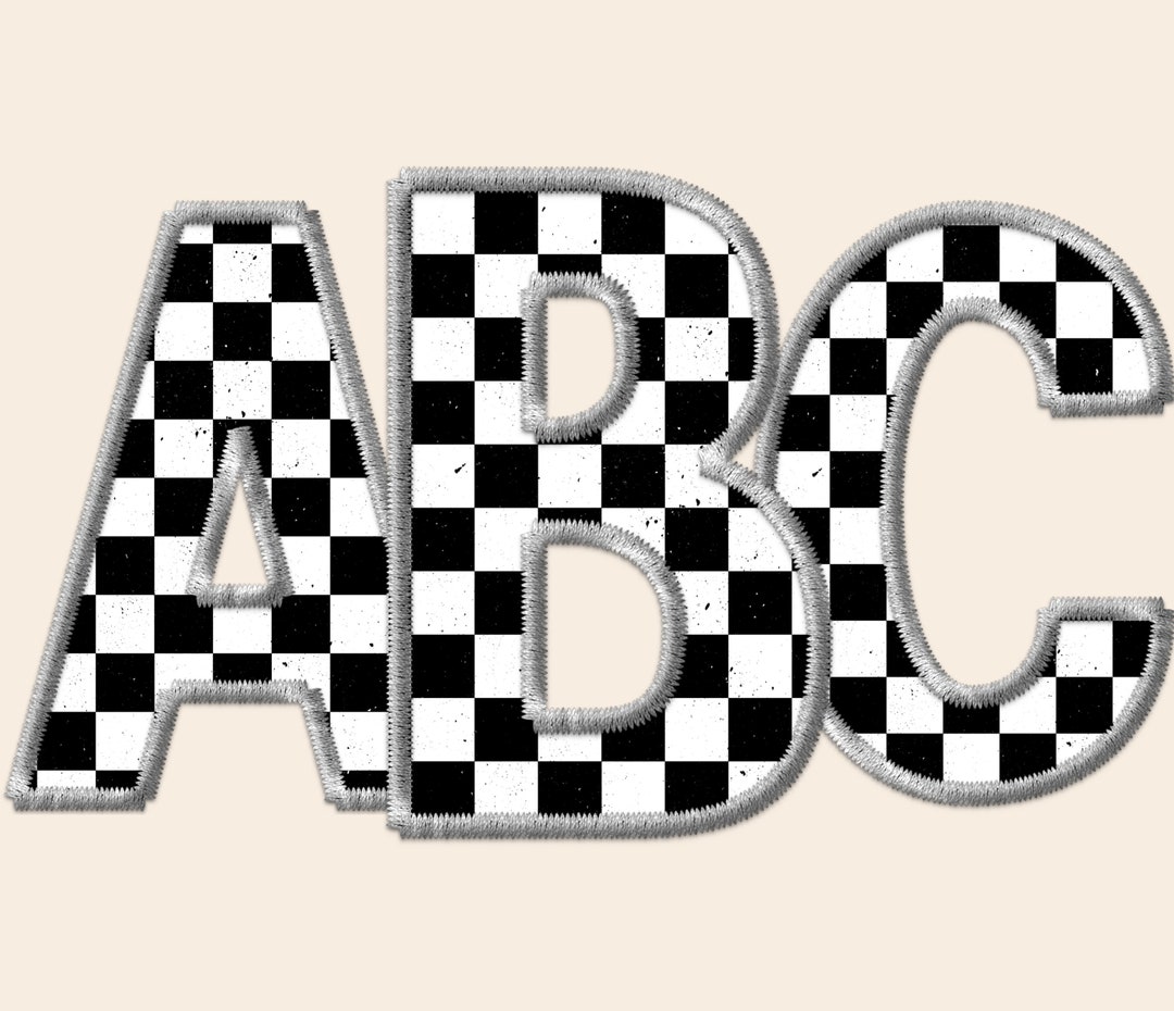 Faux Embroidery Checkered Alphabet Png, Faux Stitch Letters, Embroidery ...