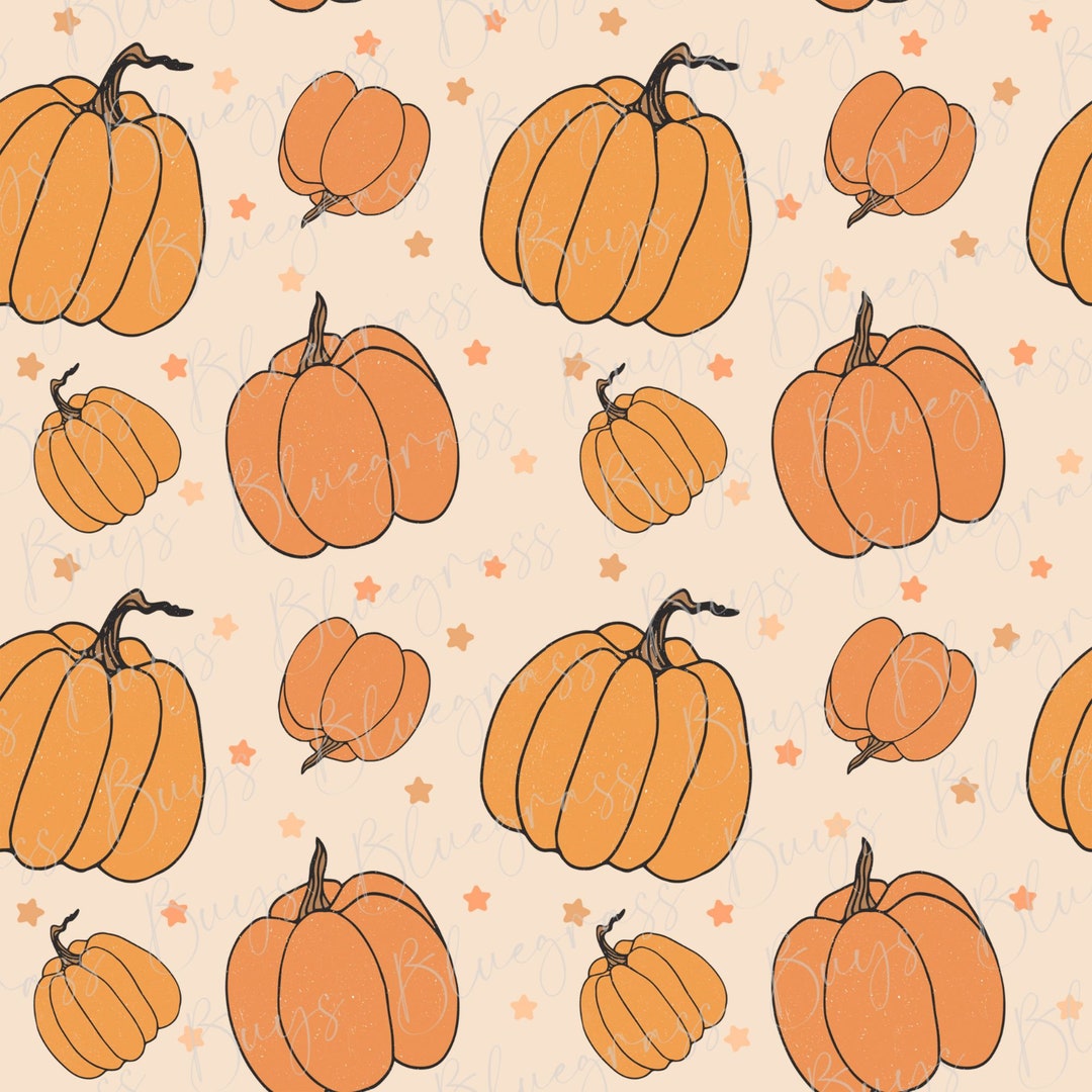 Pumpkin Seamless Pattern, Hand Drawn Pumpkin Background, Pumpkin ...