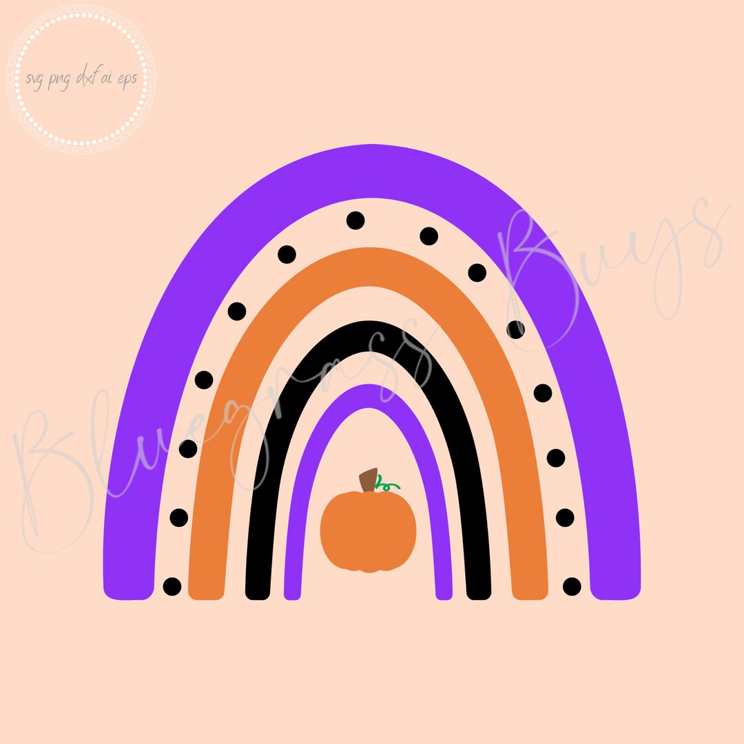 Halloween Boho Rainbow SVG - Pumpkin Rainbow SVG - Digital Download ...