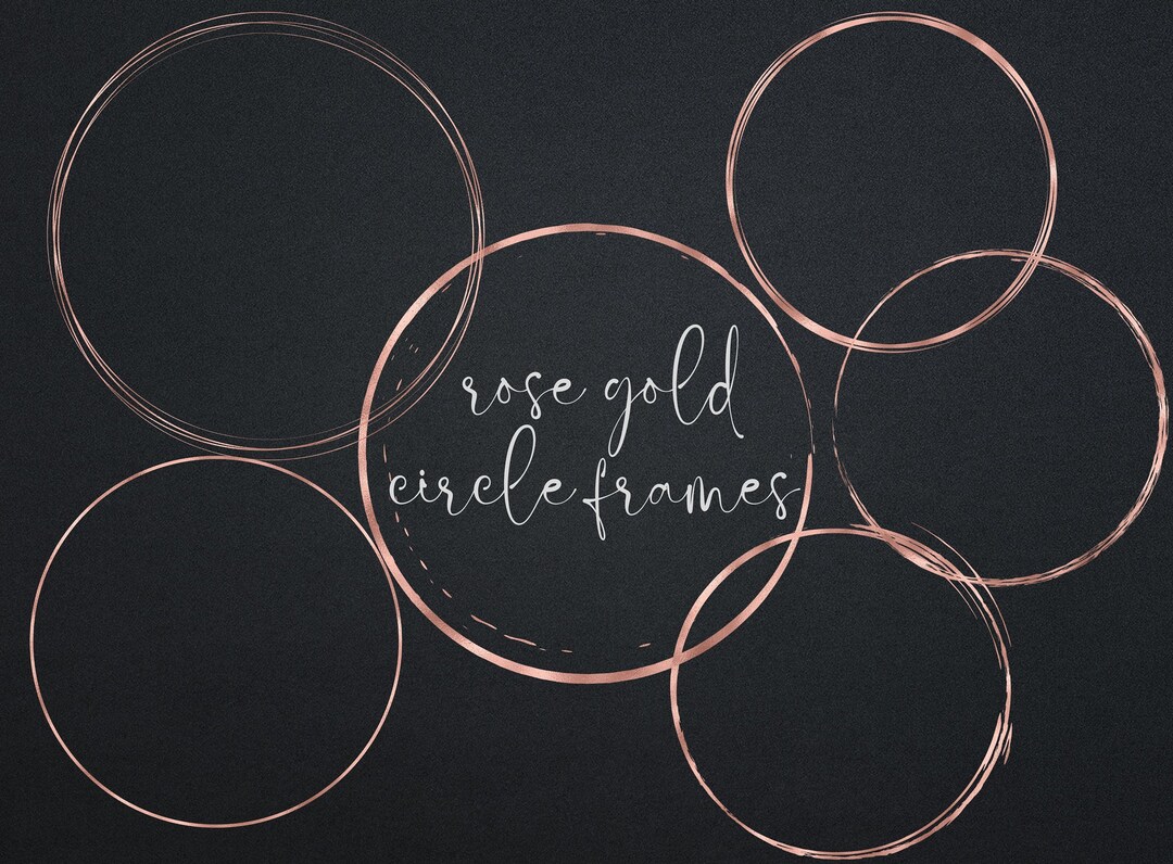 Rose Gold Foil Circle Frames, Frame Clipart, Round Metallic Circle ...