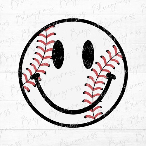 Baseball Vibes Smiley Face Png Sublimation Design Hand Drawn - Etsy