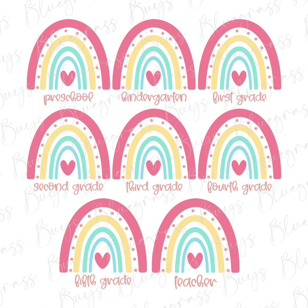 School Rainbow Grade Bundle SVG - Rainbow SVG - Back to School SVG ...