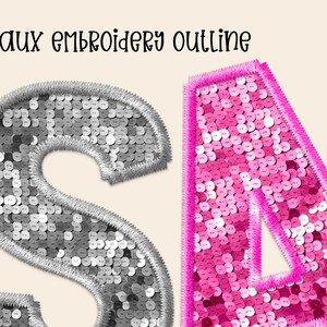 Faux Embroidery Sequins Alphabet Png, Faux Stitch Letters, Embroidery ...