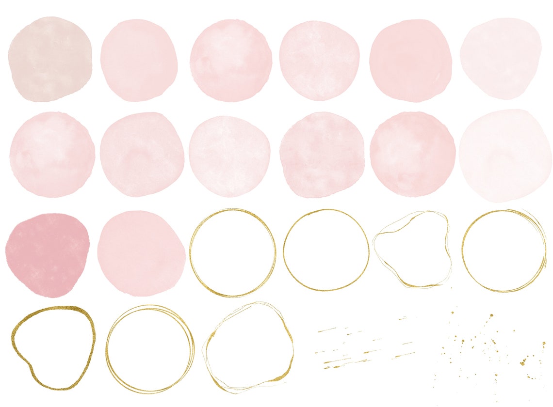 Blush Watercolor Circle Elements Watercolor Clipart Frame - Etsy