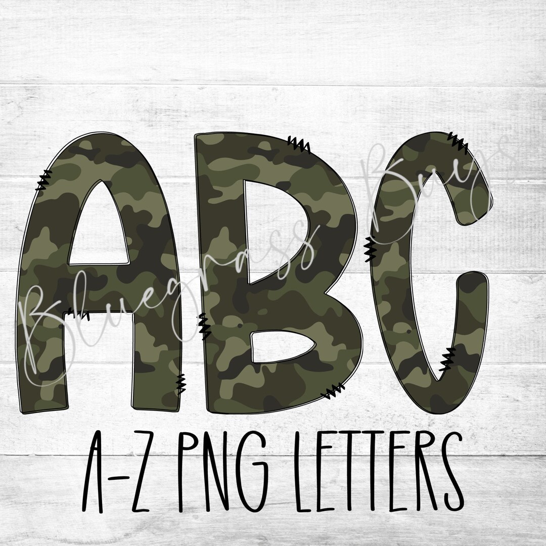 A-Z Camo Doodle Letters - PNG Doodle Alphabet - Sublimation Letters - Etsy