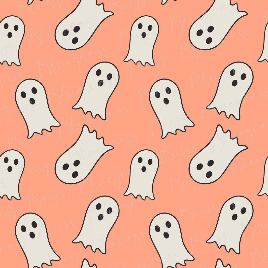 Ghost Seamless Pattern, Halloween Background, Halloween Ghost Digital ...
