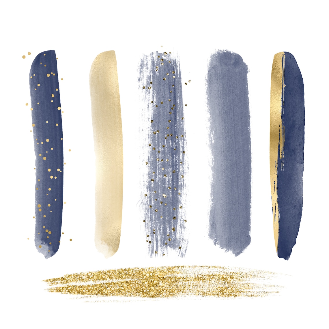 Navy and Gold Watercolor Elements - Watercolor Clipart - Frame Elements ...