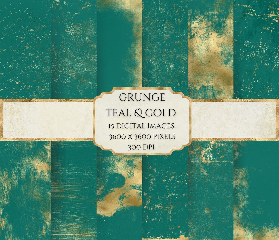 Grunge Teal and Gold Paper, Distressed Texture, Worn Texture Paper ...