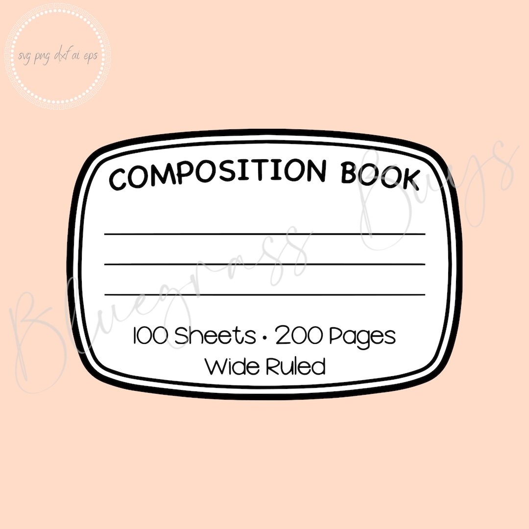 Composition Notebook Label Svg, Composition Book Label Png, Cricut Cut