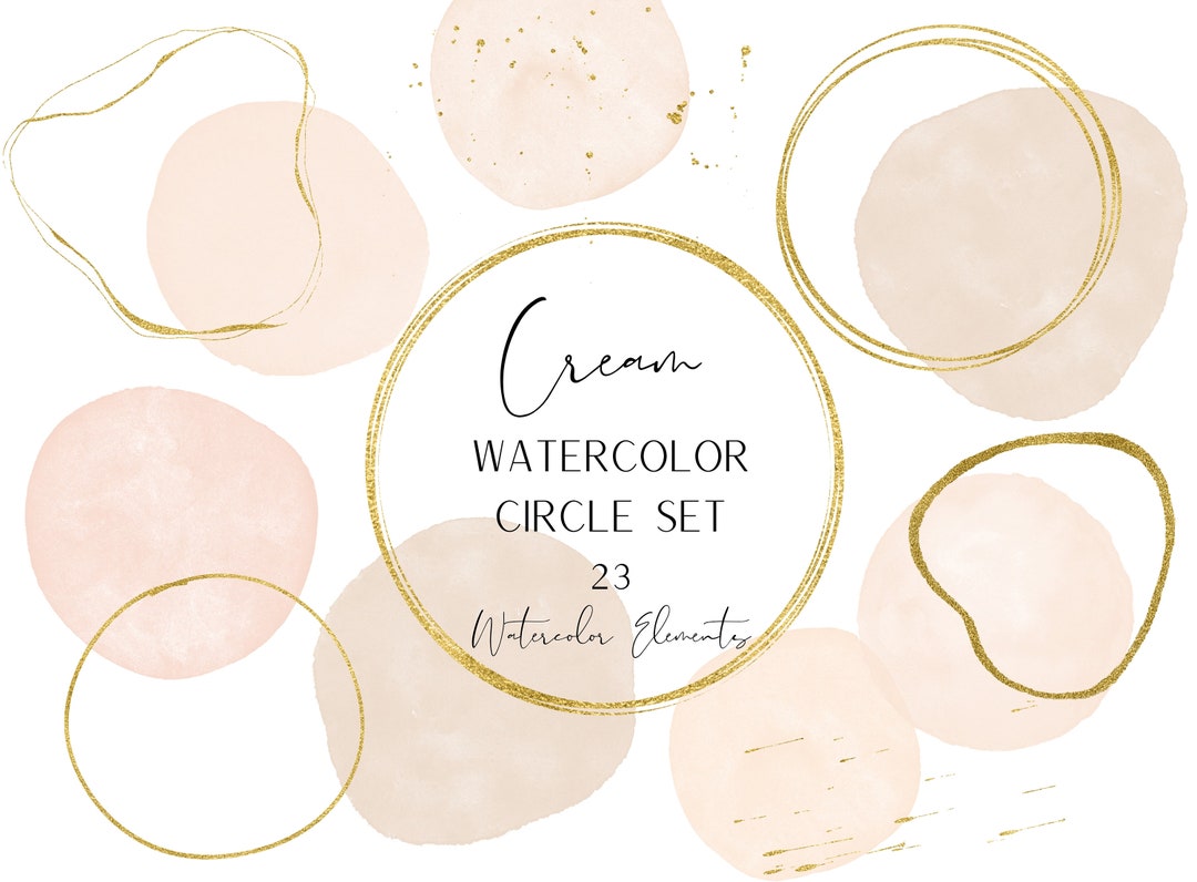 Cream Watercolor Circle Elements - Watercolor Clipart - Frame Elements ...