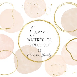 Cream Watercolor Circle Elements - Watercolor Clipart - Frame Elements ...
