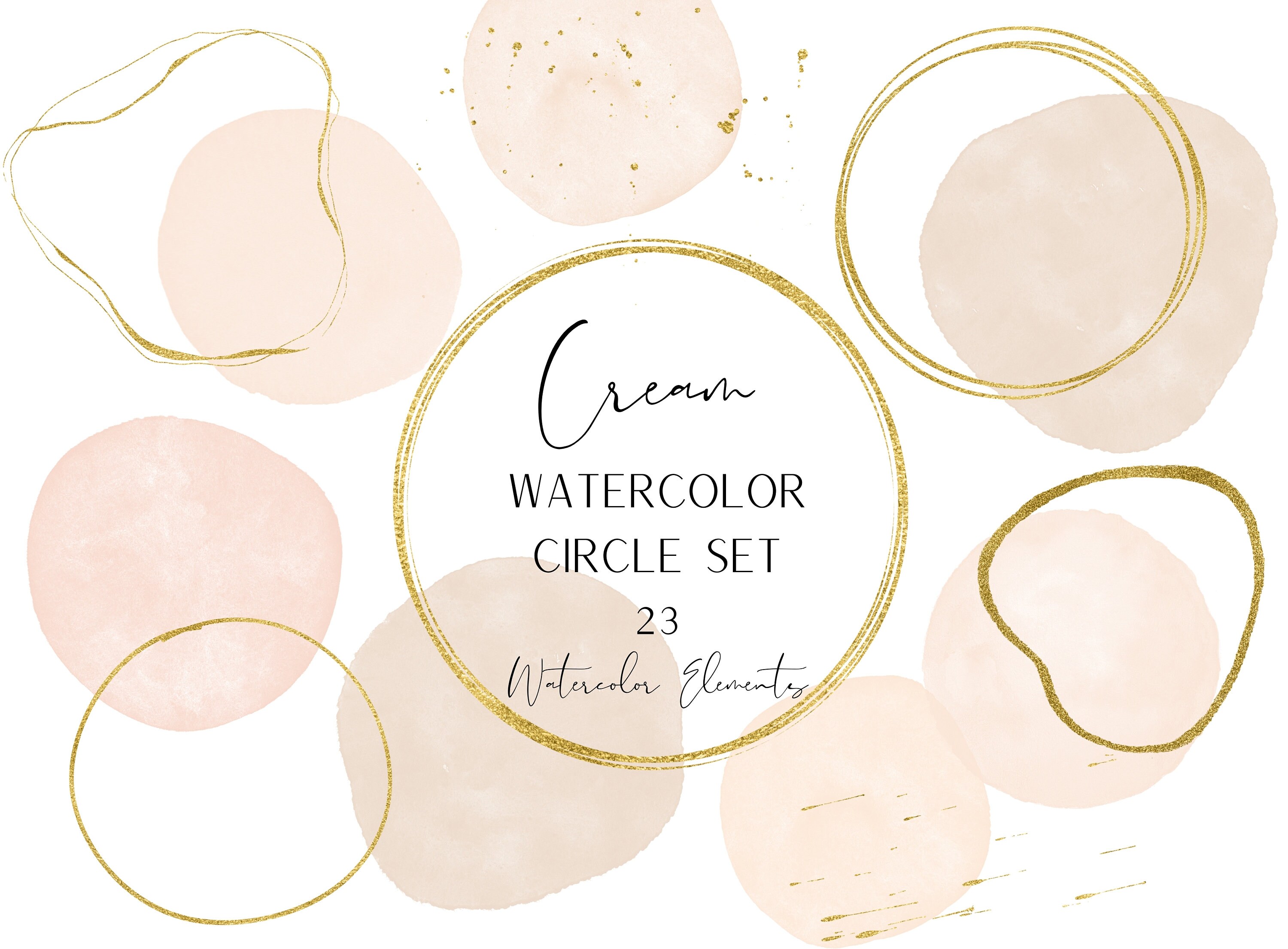 Cream Watercolor Circle Elements Watercolor Clipart Frame - Etsy