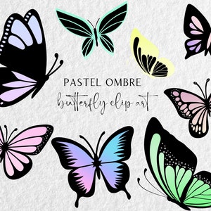 Pastel Ombre Butterfly Clipart, Butterflies PNG Digital Download - Etsy