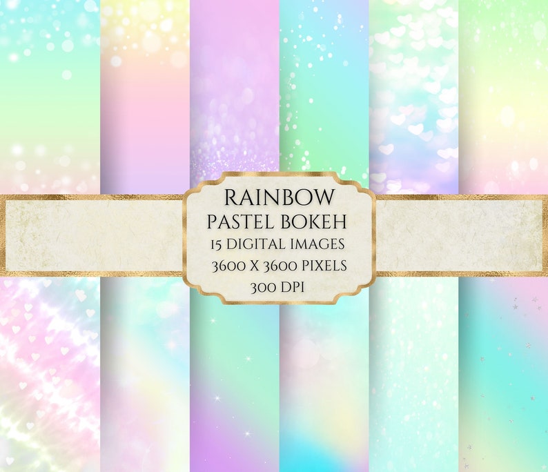 Rainbow Pastel Bokeh Digital Paper Rainbow Pastel Gradient - Etsy