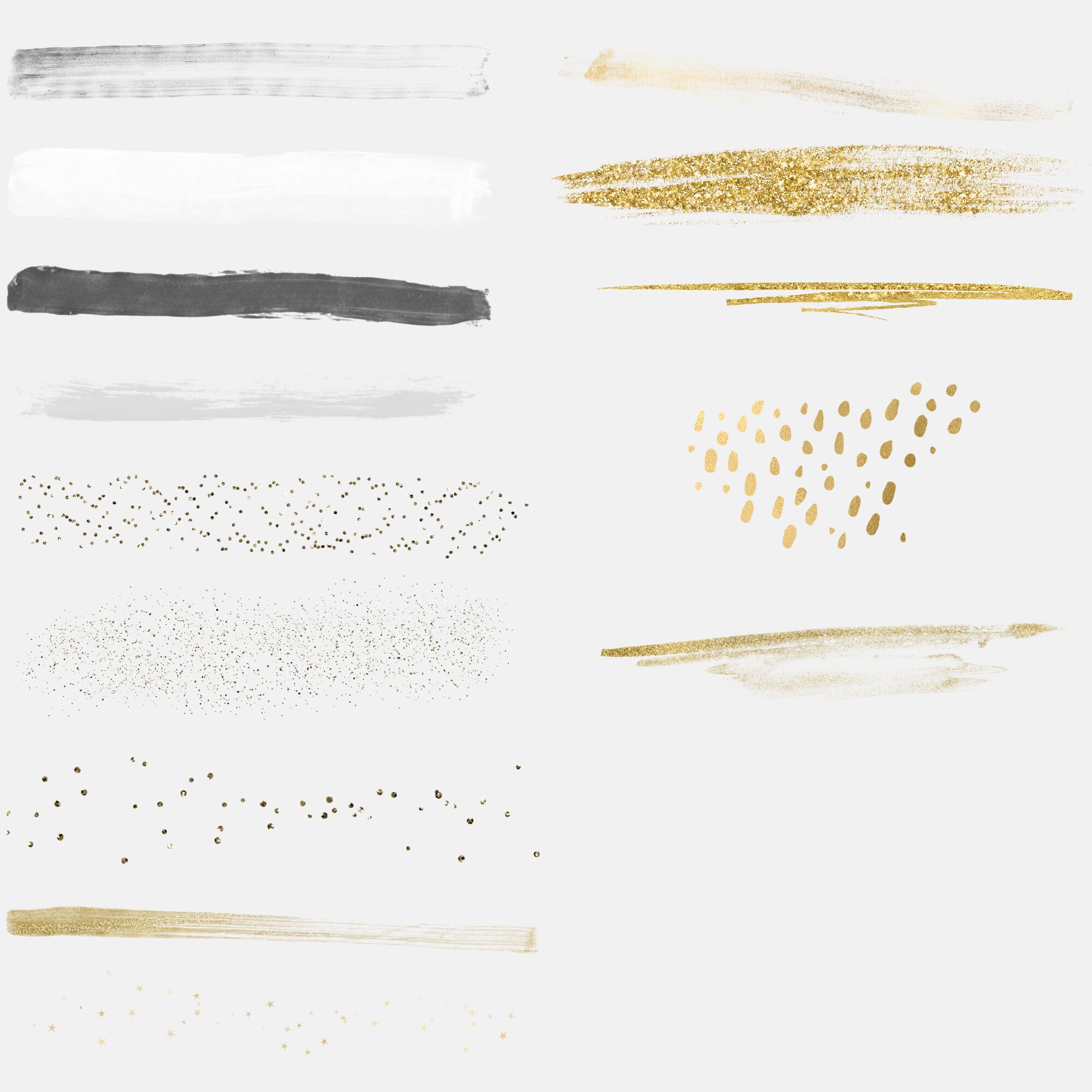 Gray & Gold Watercolor Brush Strokes - Watercolor Clipart - Paint ...
