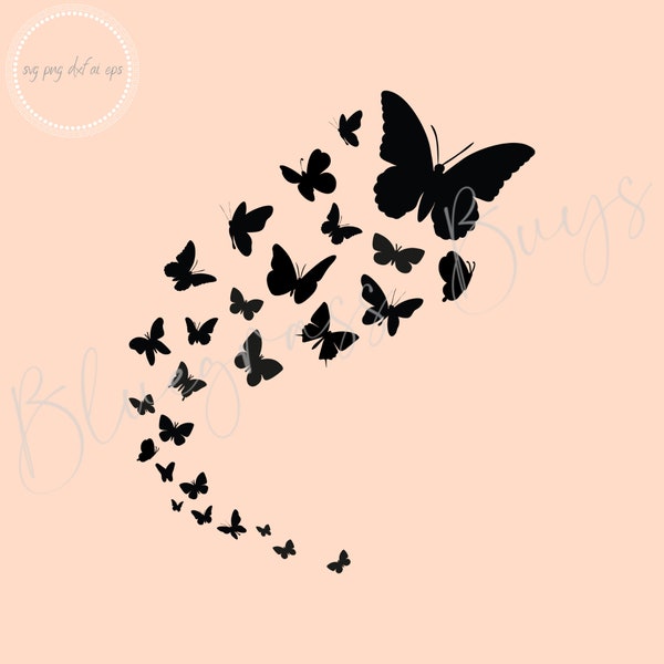 Purple Flying Butterflies Svg - Etsy