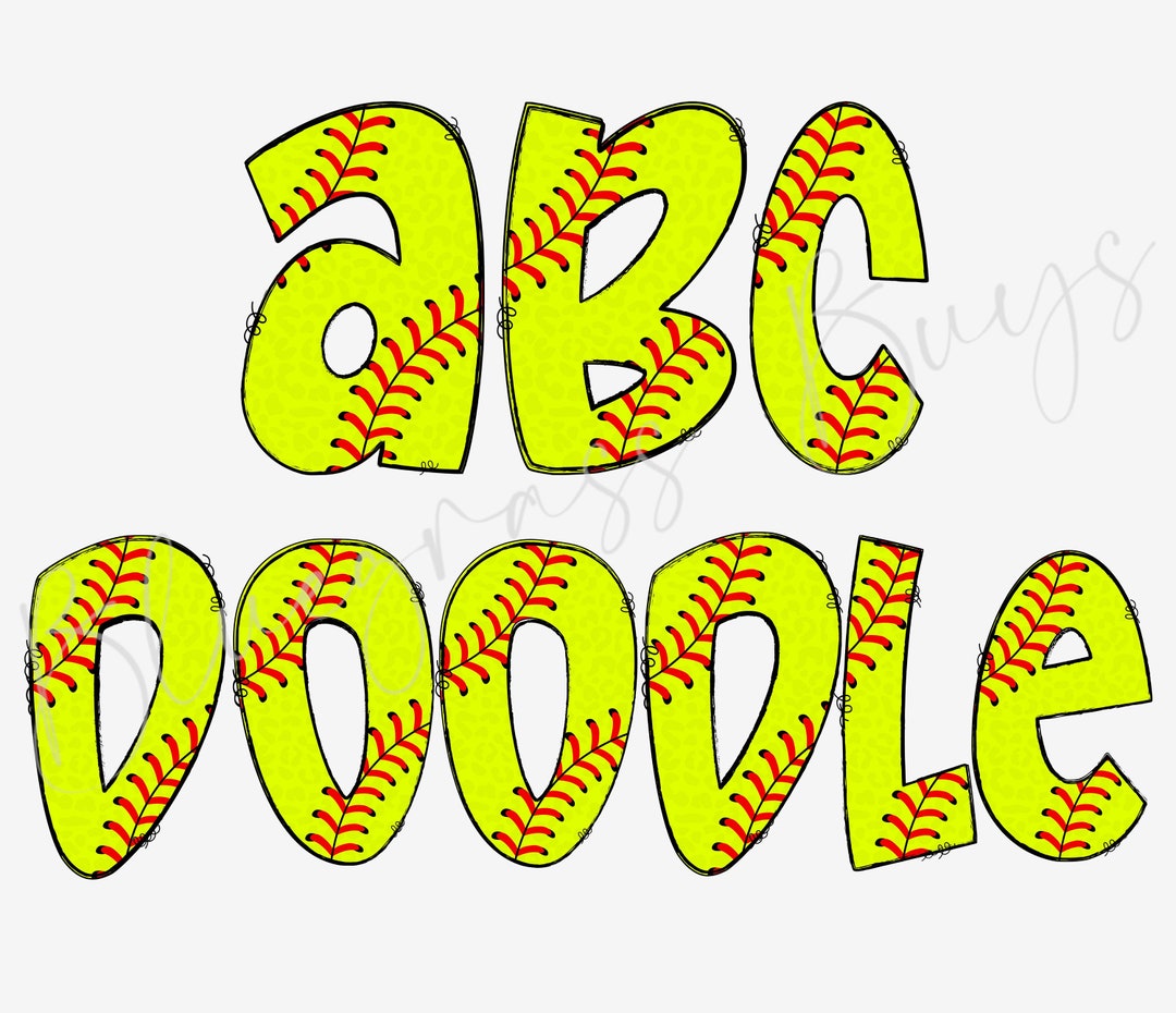 Leopard Softball Alphabet Doodle Letters PNG Doodle Alphabet - Etsy