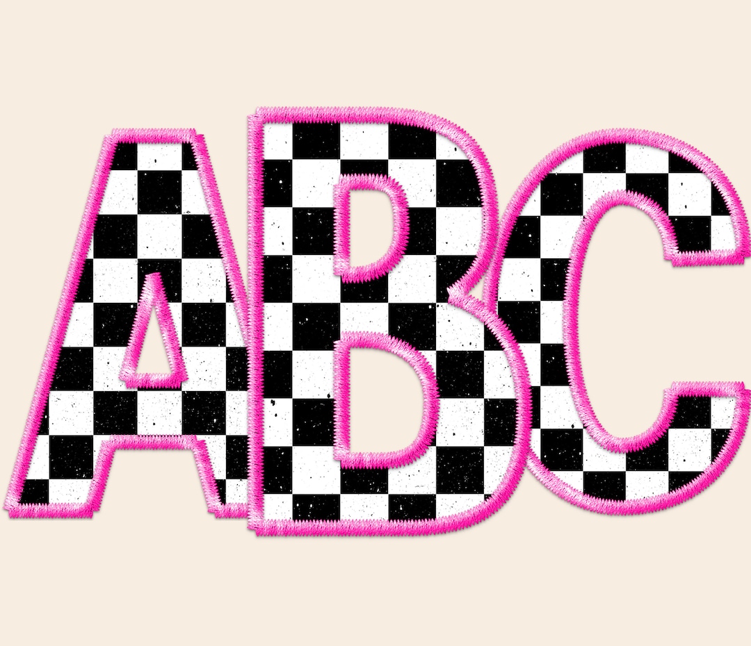 Faux Embroidery Checkered Alphabet Png, Faux Stitch Letters, Embroidery ...
