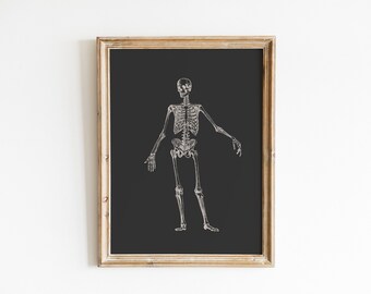 Monster Halloween Print Dancing Skeleton Poster Autumn Coastal ...